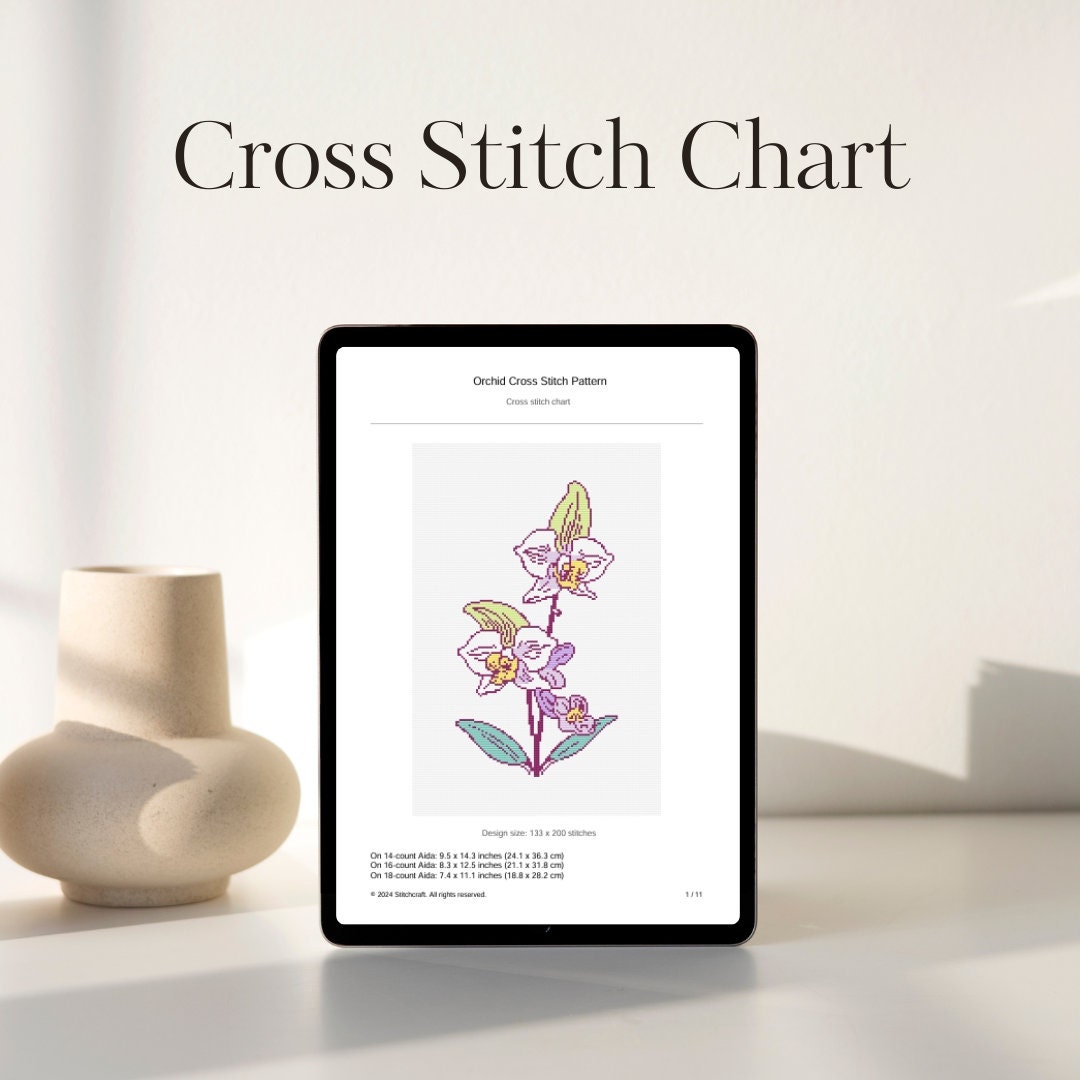 Orchid Cross Stitch Pattern Flower Cross Stitch for Beginners Floral ...