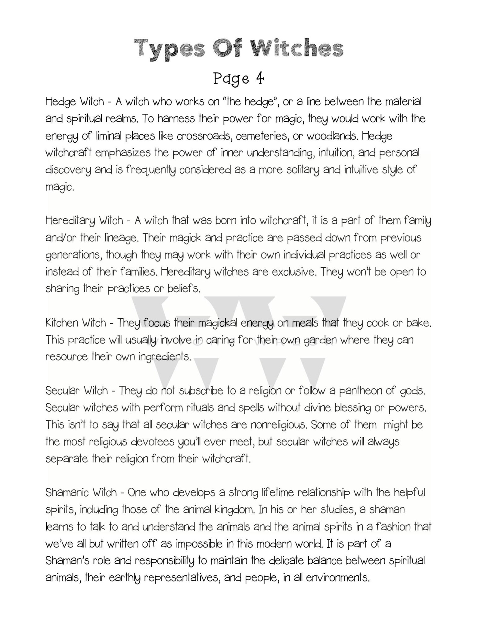 Type of Witches Printable - Etsy