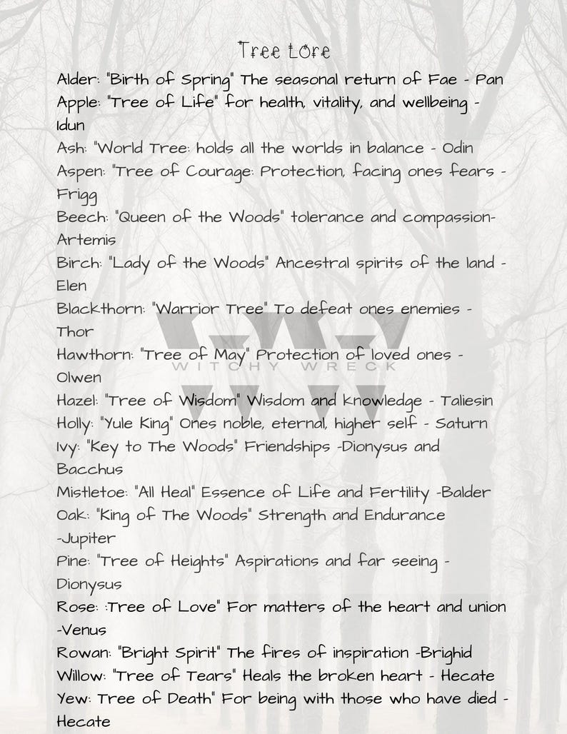 Tree Lore Printable - Etsy