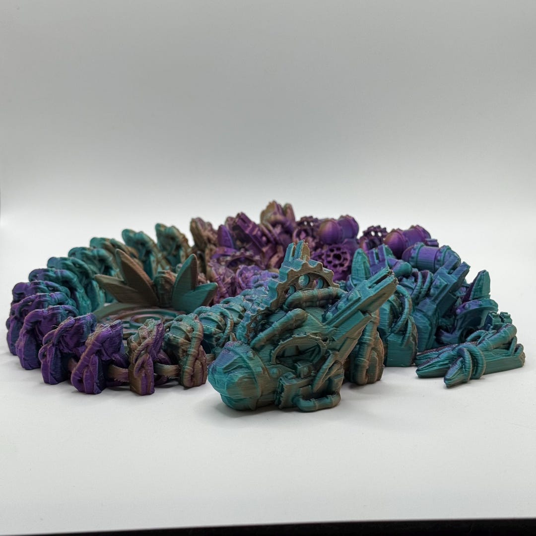 Steampunk Dragon | Blue Purple Gold PLA | Cinderwing3d Model | Large 26 ...