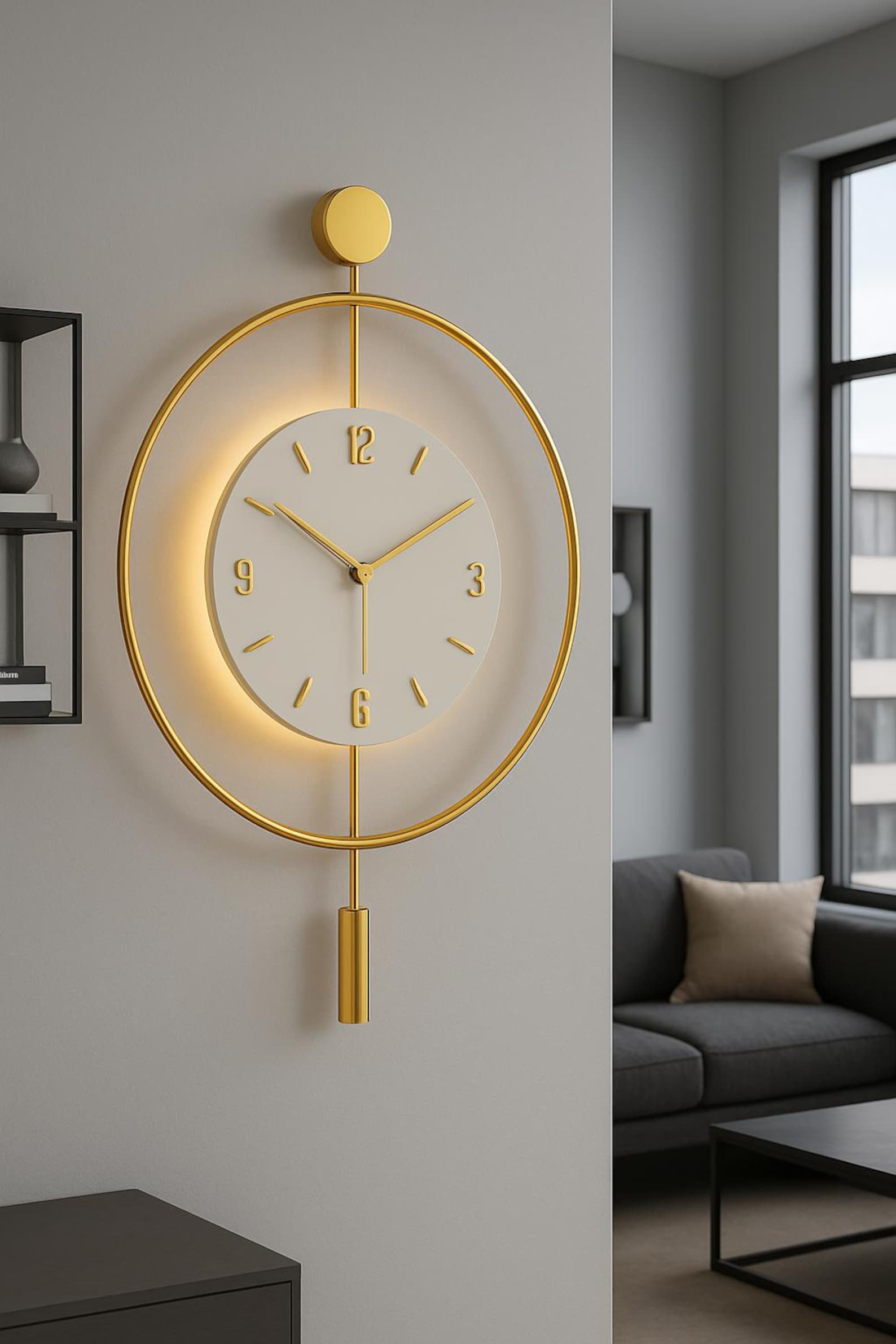 Unique Modern Metal Wall Clock, Metal Gold Wall Art, Vintage Wall Clock ...