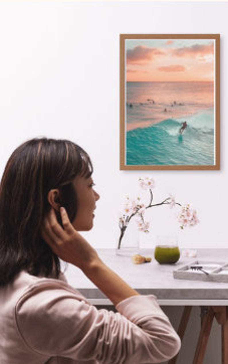 Surf Wall Art , Blue Beach Surf up Poster, Chic Photography Definition ...