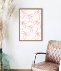 A Trendy Pink Coquette, Bow Printable Wall Art Pink Bow Print, Trendy ...