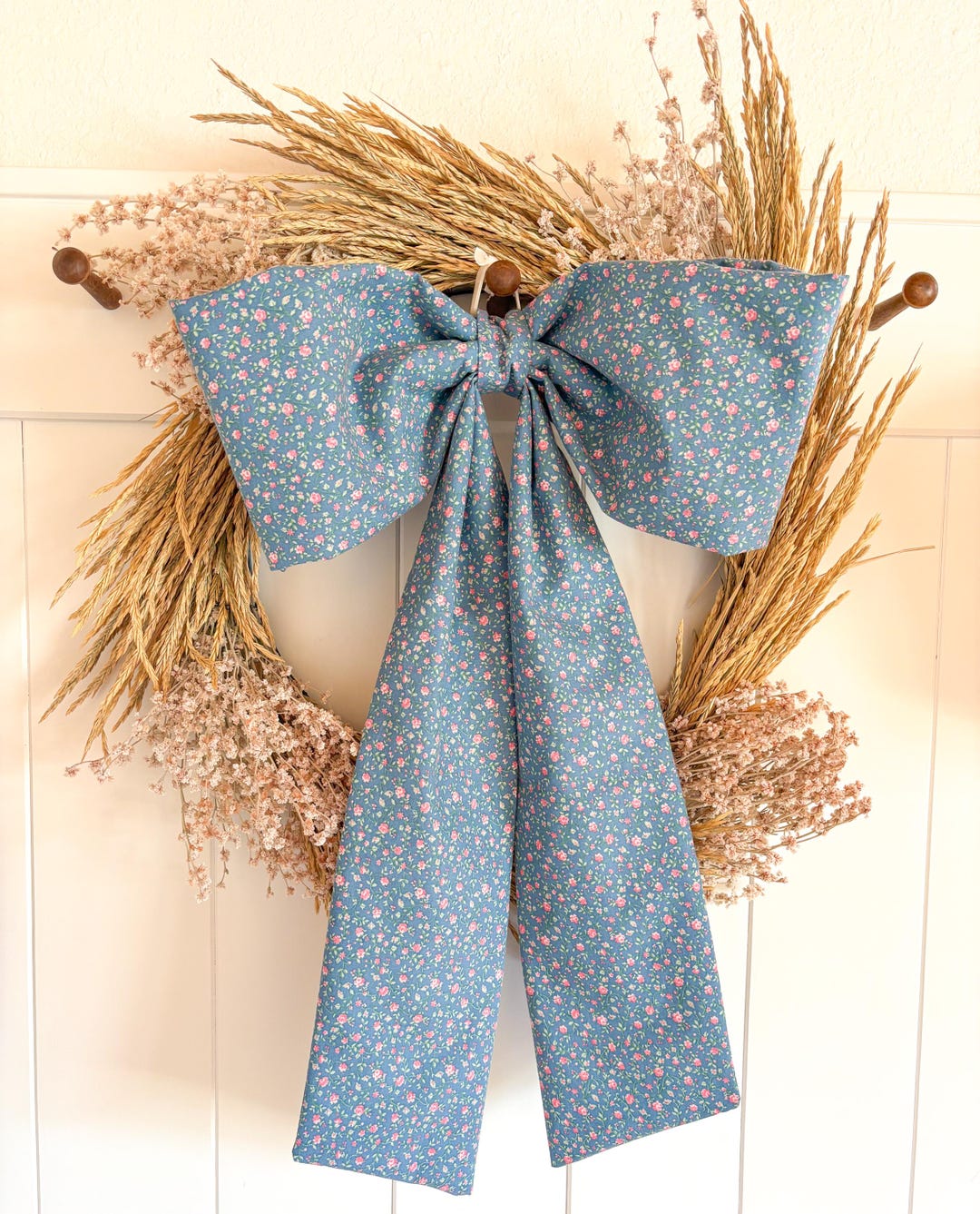 Dainty Floral Farmhouse Bow | Extra Large | Door Decor | Basket Bow - Etsy