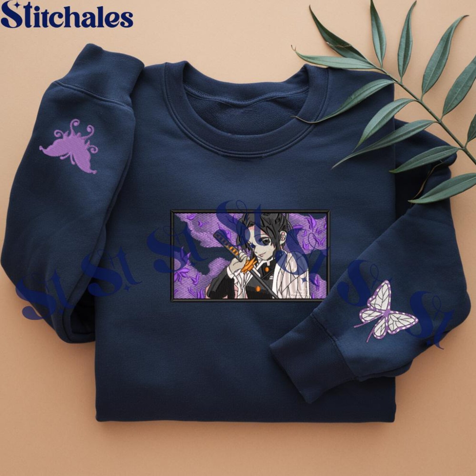 Embroidered Anime Sweatshirt, Butterfly Design, Anime Lover Gift - Etsy