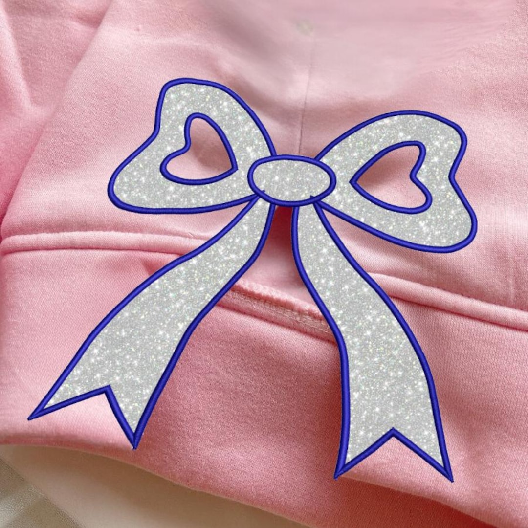 Side Bow Glitter Iron on Embroidered Patches, Christmas Bow Patch for ...