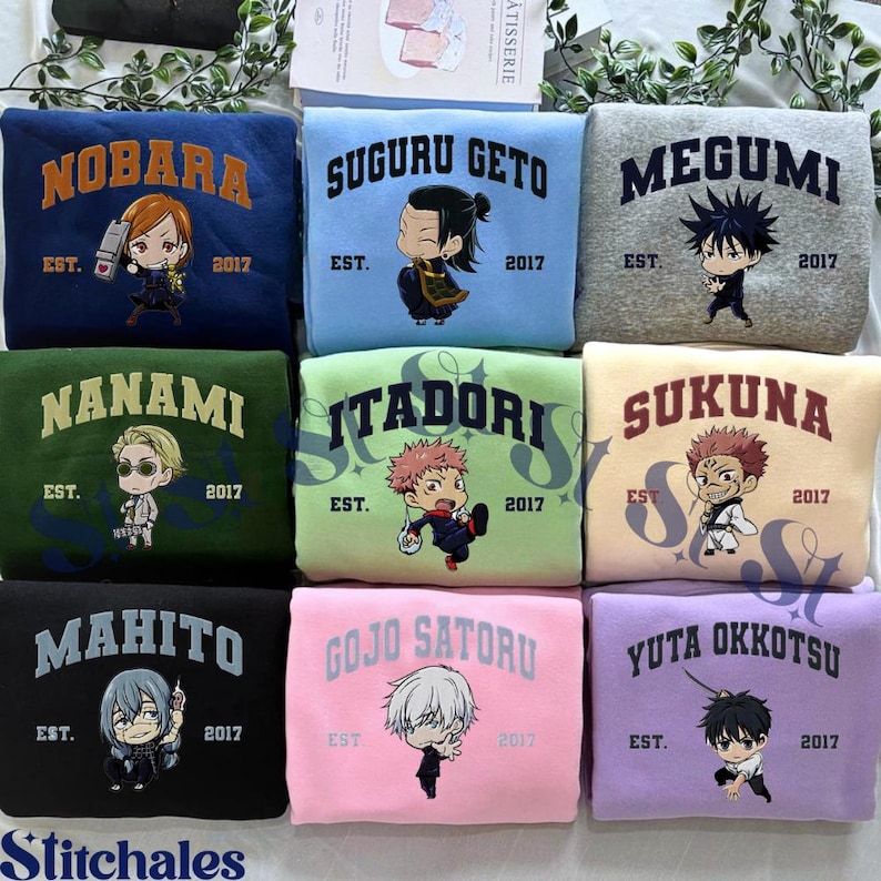 Embroidered Anime Sweatshirt: Sorcery Battle - Curse Technique Hoodie ...