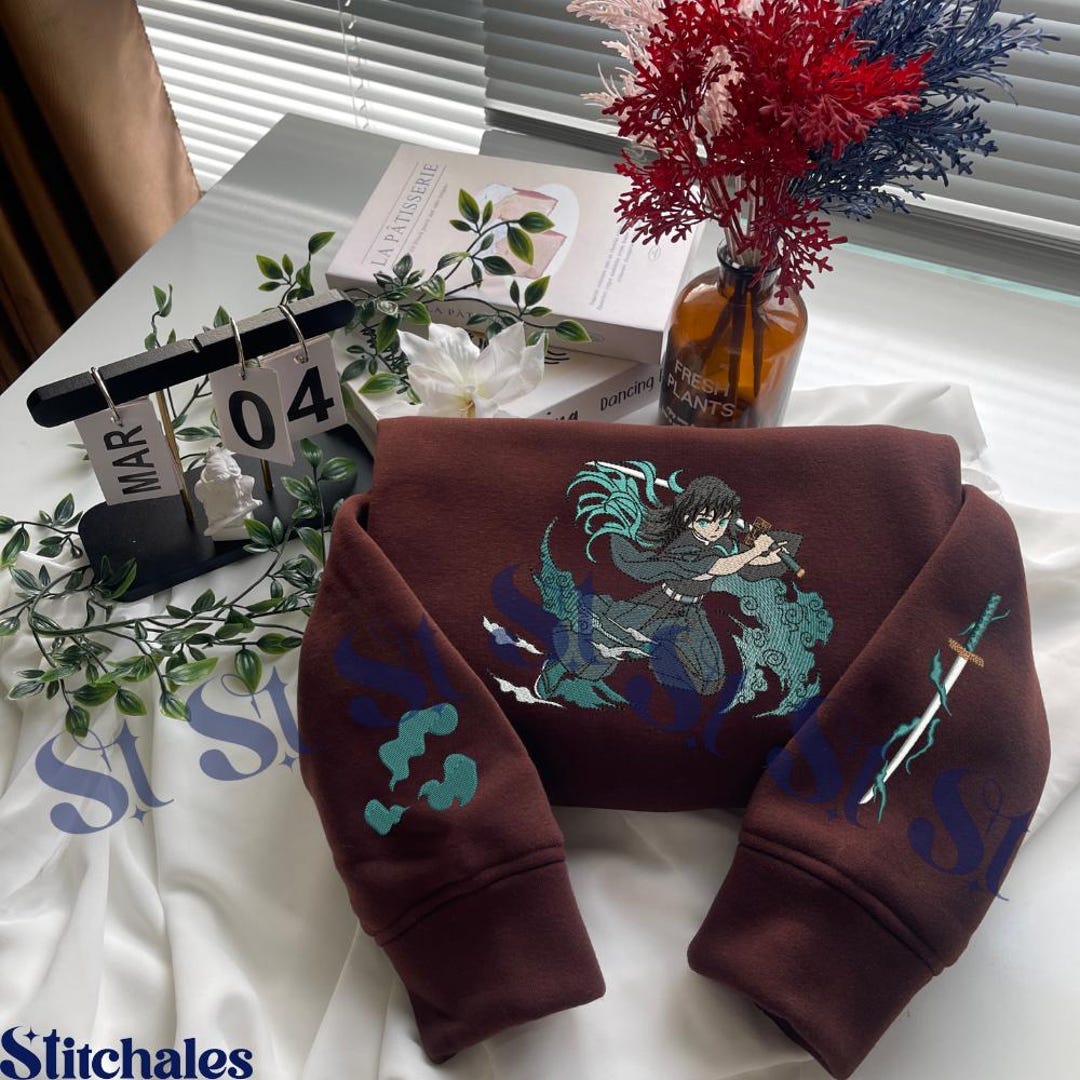 Embroidered Anime Sweatshirt: Mist Breathing - Scattering Mist Splash ...
