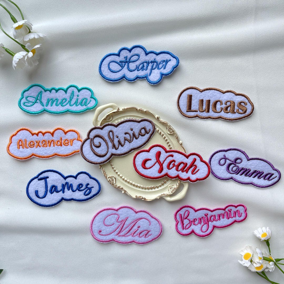 Custom Name Embroidered Cloud Shape Iron-on Patch Iron on Name Patches ...