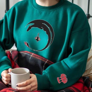 Embroidered Dragon Sweatshirt: Viking-inspired Cartoon Design - Etsy