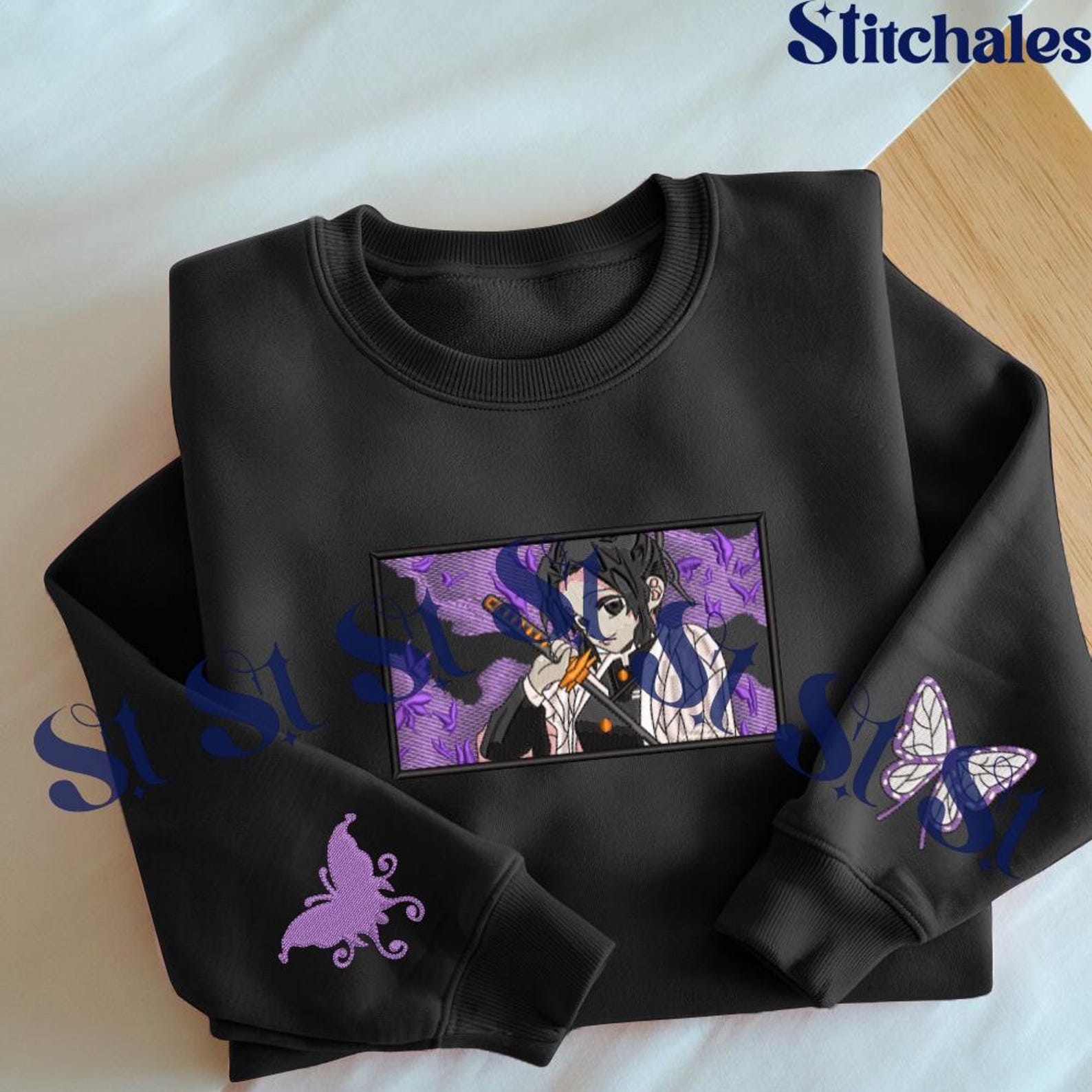 Embroidered Anime Sweatshirt, Butterfly Design, Anime Lover Gift - Etsy
