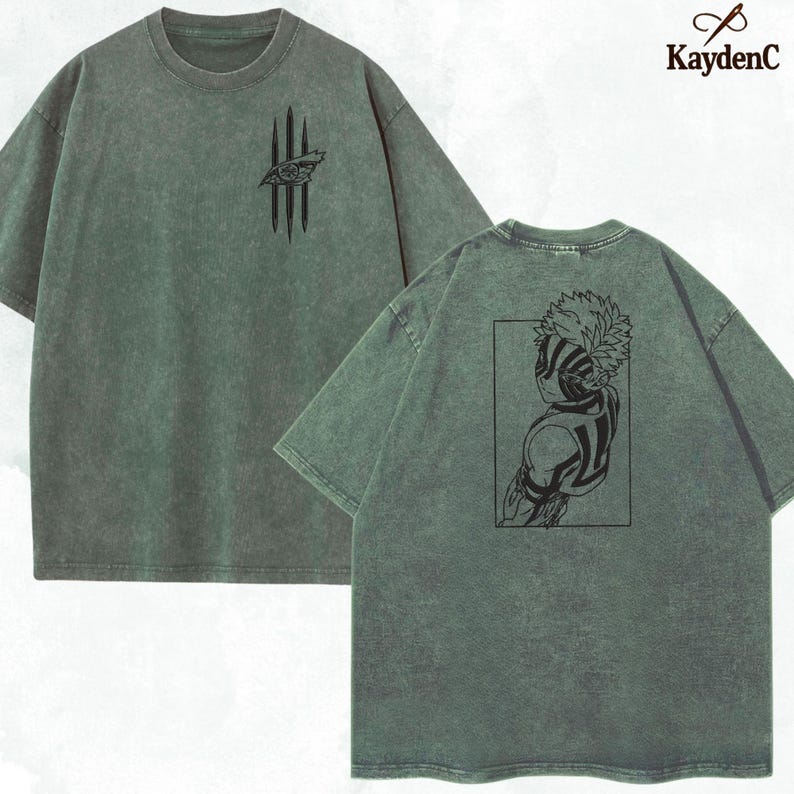 Embroidered Anime Washed Shirt, Demon Killer Tshirt, Destructive Death ...