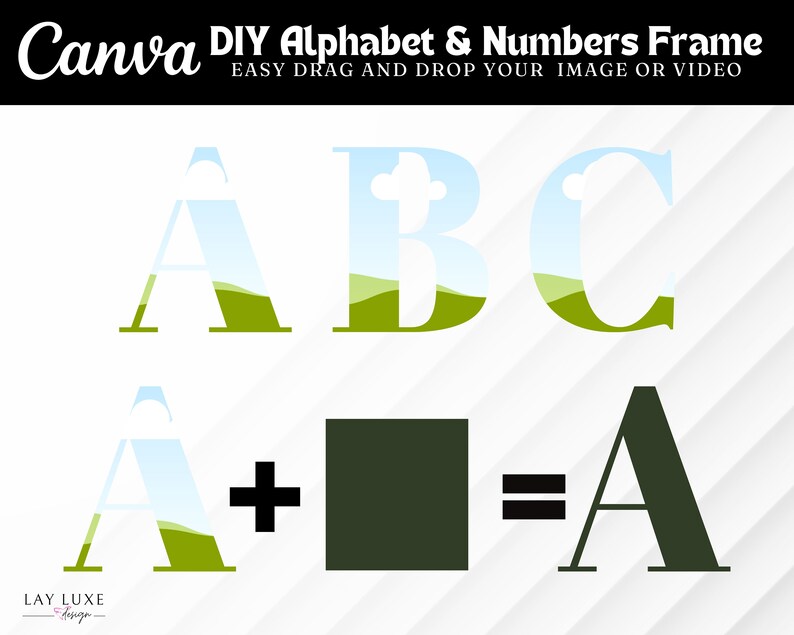 Modern 1 DIY Alphabet & Numbers Frame Template, Canva Frame Doodle ...