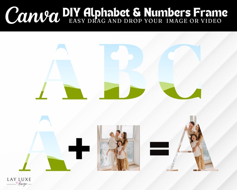 Modern 1 DIY Alphabet & Numbers Frame Template, Canva Frame Doodle ...