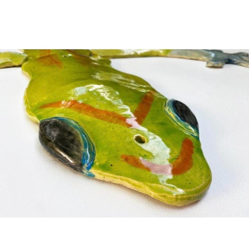 Monumental Glazed Ceramic Gecko Wall Sculpture by Rexx Fisher, Florida ...