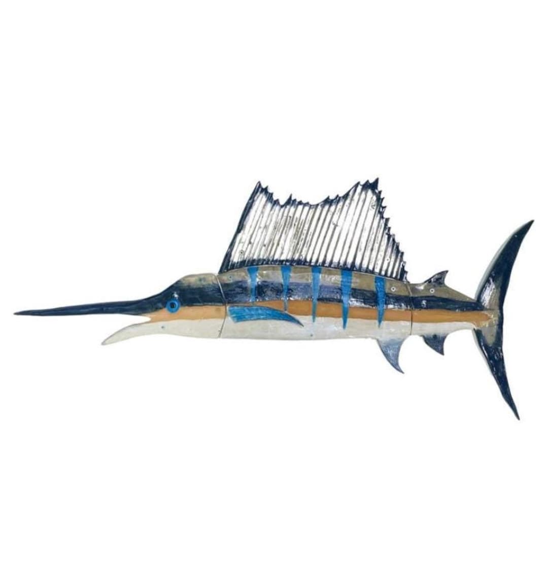 Unique Glazed Ceramic Sailfish Wall Sculpture by Florida Artist Rexx ...