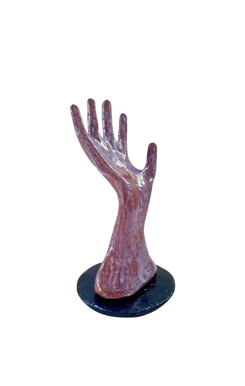 Handmade Sculptural Glazed Ceramic Hand Jewelry Display Functional Art ...