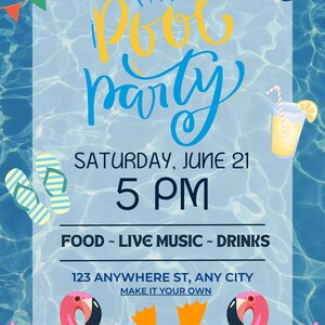 Colorful Pool Party Invite - Etsy