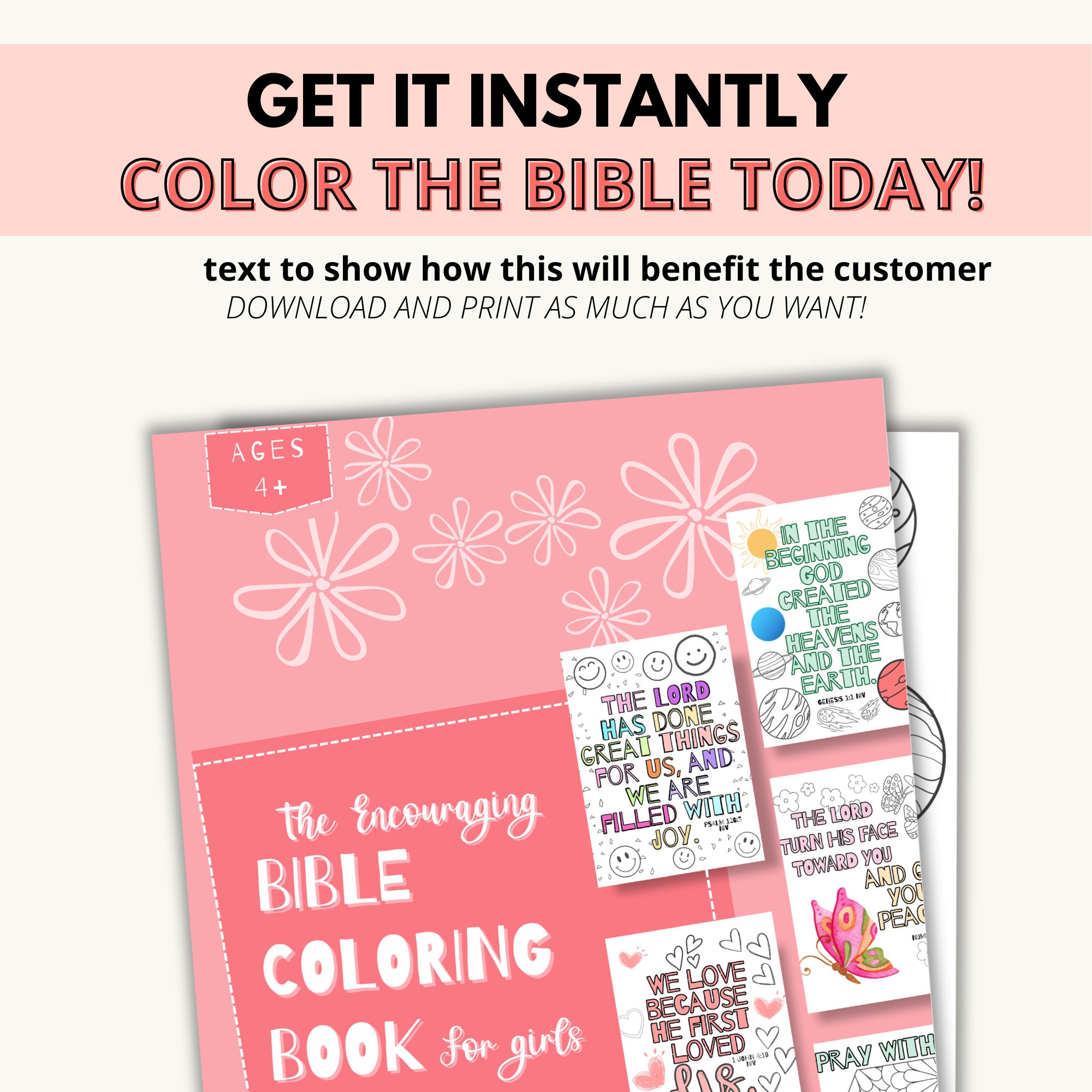 Cute Bible Coloring Pages Printable, Instant Download Coloring Book for ...