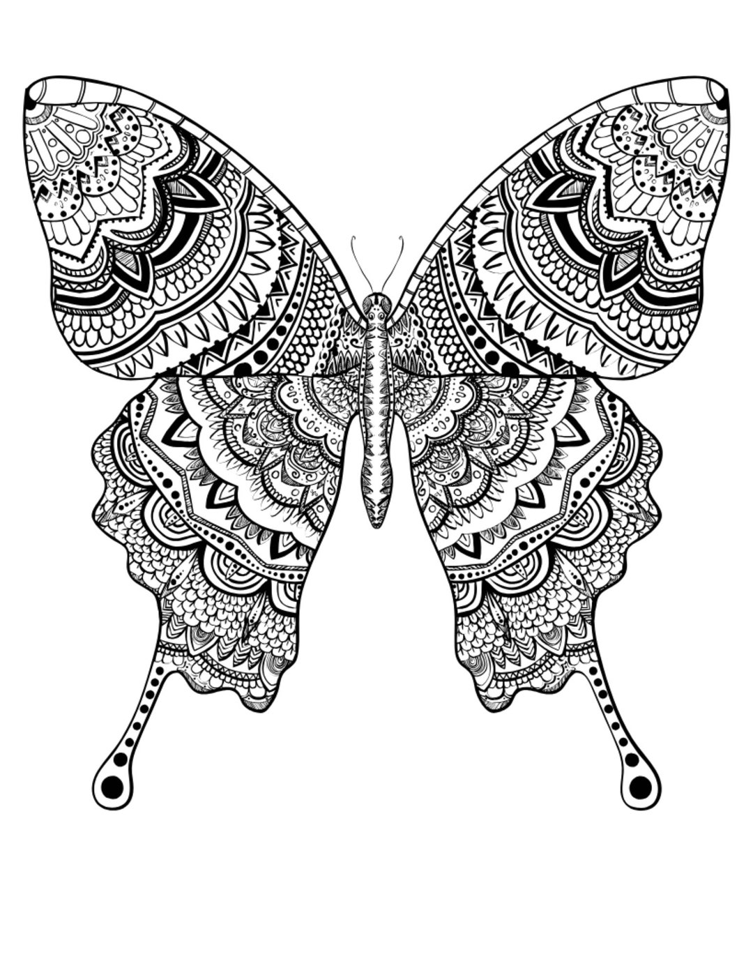 10 Beautiful Butterfly Coloring Pages for Kids and Adults, Butterfly ...