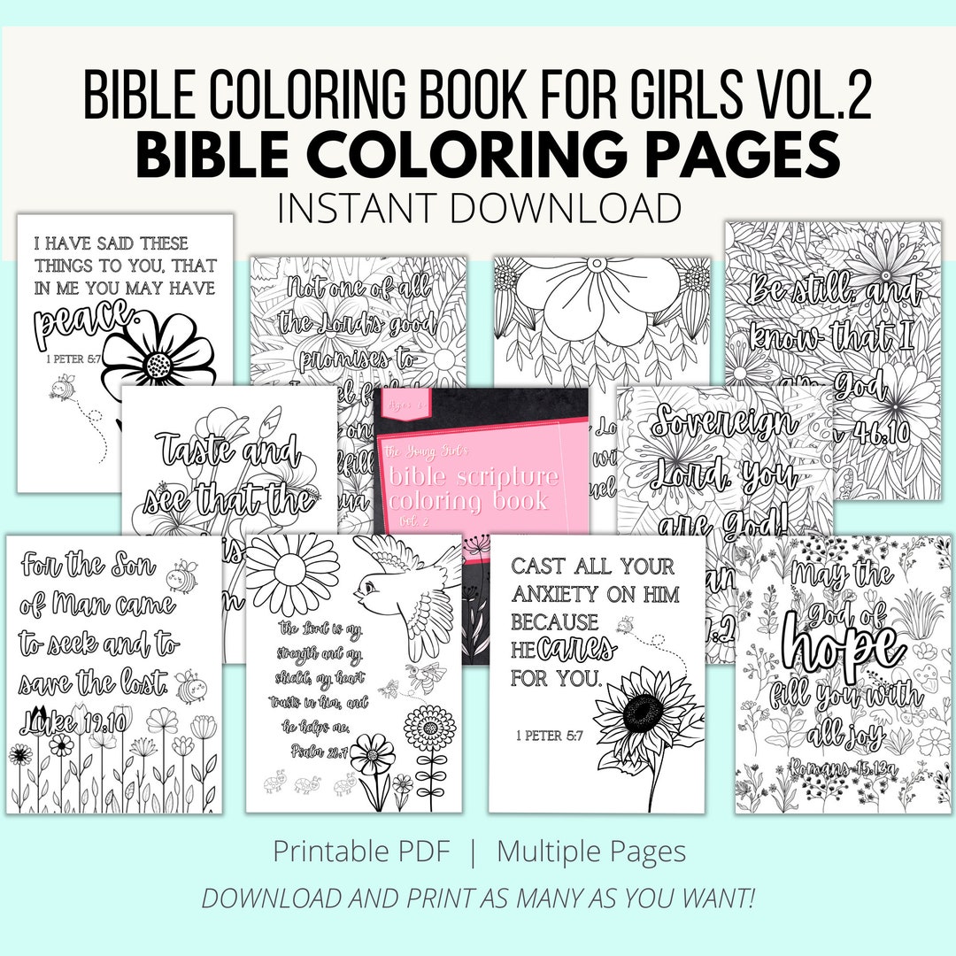 Cute Bible Coloring Pages for Girls, Instant Download Bible Coloring ...