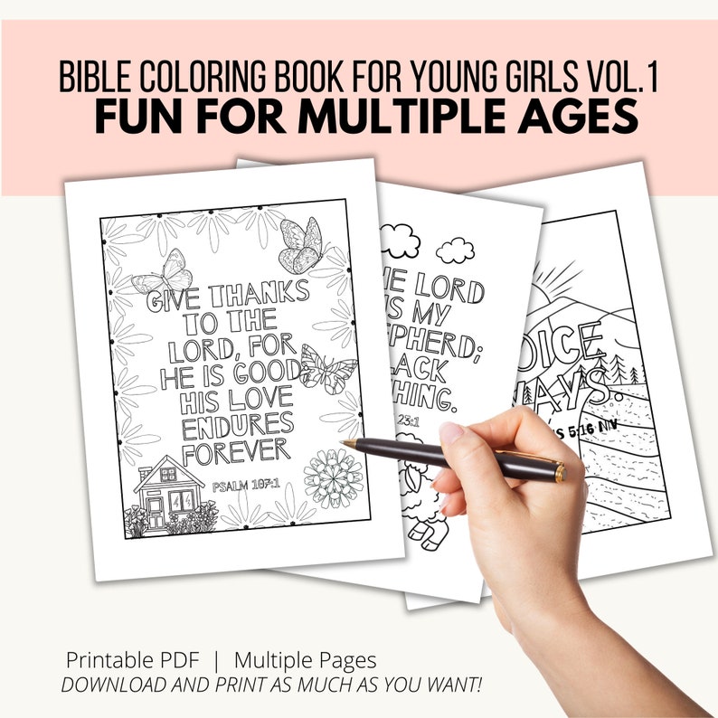 Cute Bible Coloring Pages Printable, Instant Download Coloring Book for ...