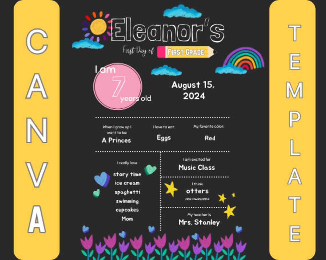 Editable First Day of School Sign, Personalized Back to School Grade ...