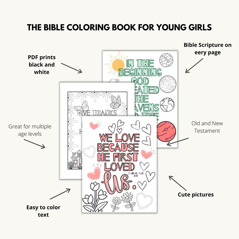 Cute Bible Coloring Pages Printable, Instant Download Coloring Book for ...