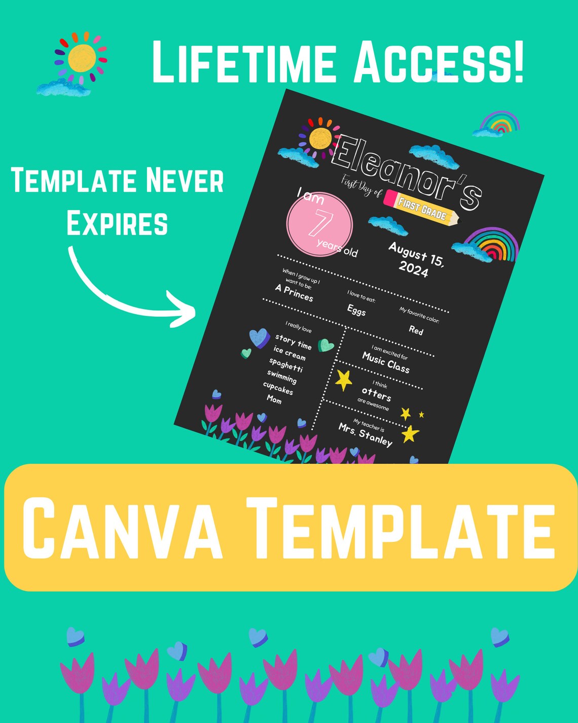 Editable First Day of School Sign, Personalized Back to School Grade ...