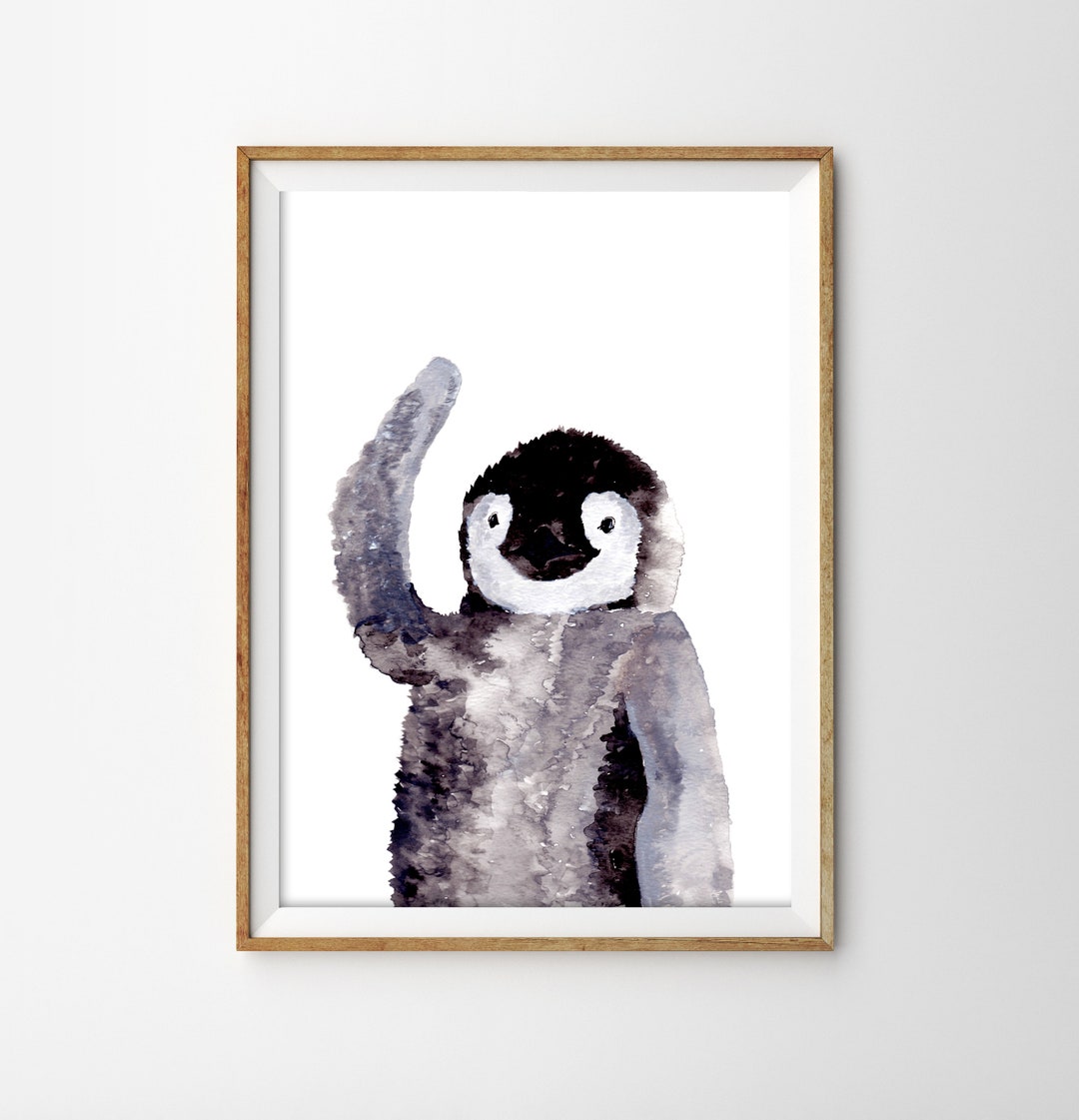 Penguin Art, Waving, Cute Penguins Images, Watercolor Art, Printable ...