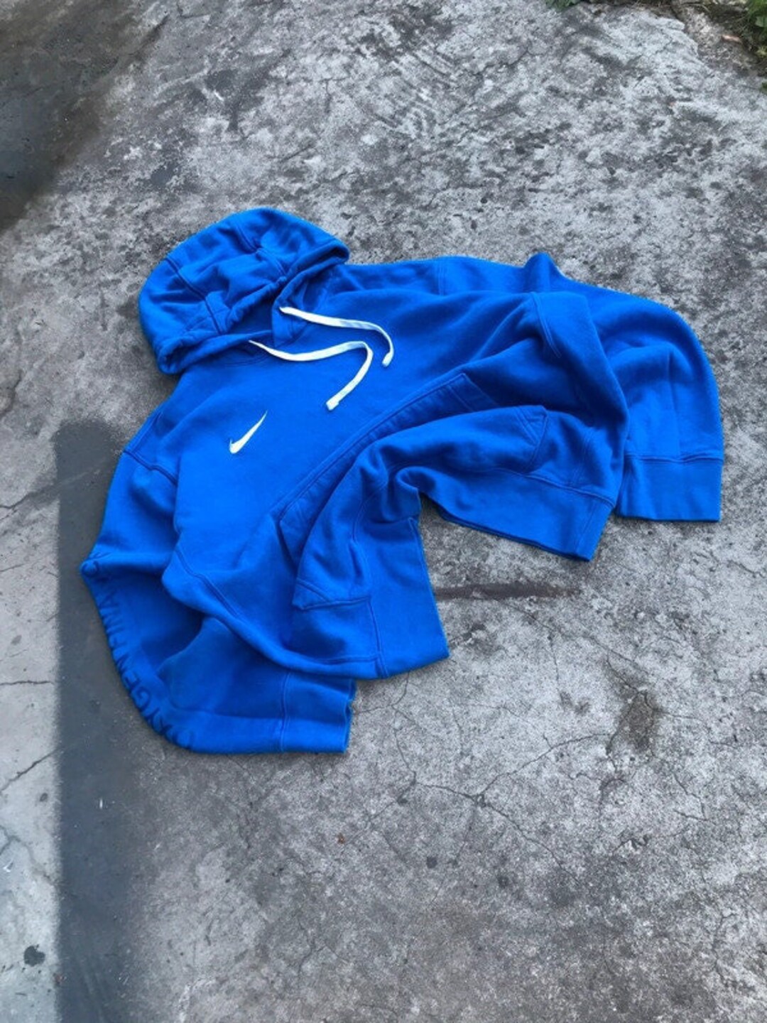 Vintage 00s Nike Hoodie Blue White Swoosh Cotton Smooth Y2k Streetwear ...