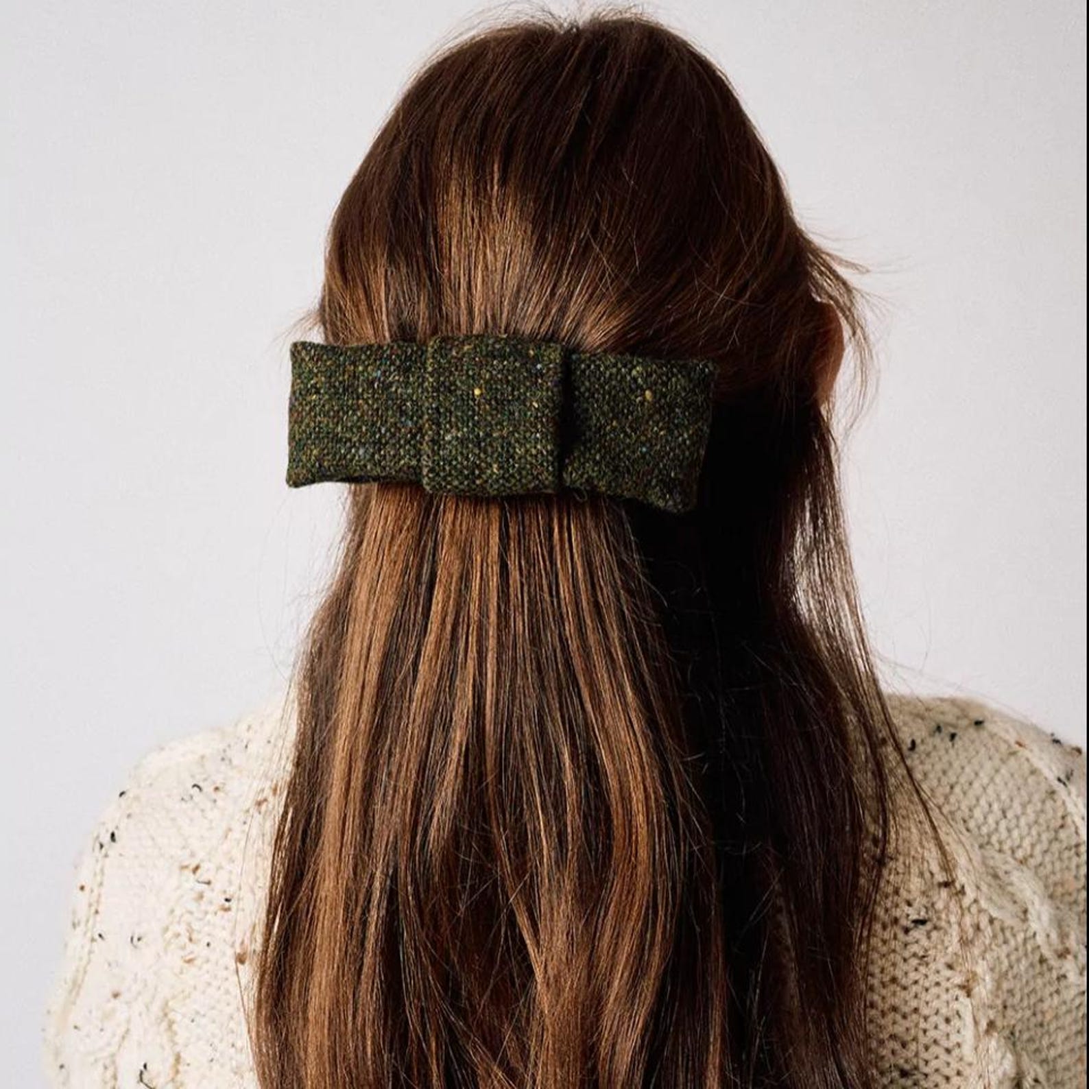 Irish Donegal Tweed Hair Bow Barrette Green Tweed With Coloured Flecks ...