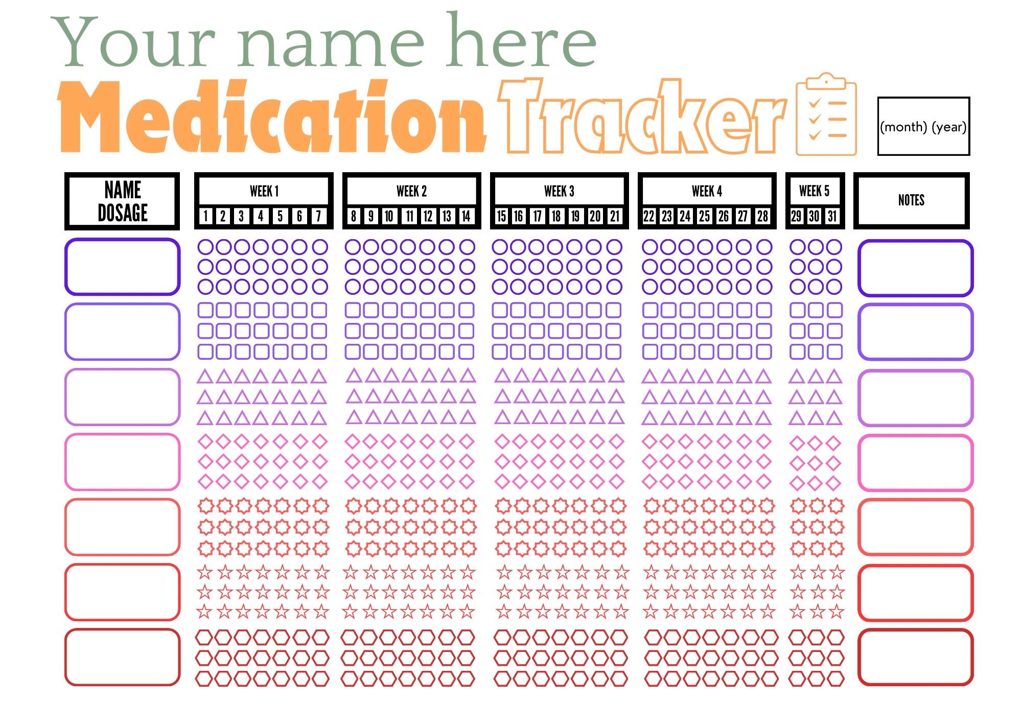 Medication List & Tracker Set (editable) A4 Size - Etsy