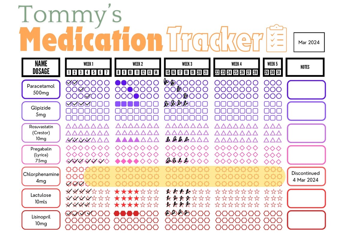 Medication List & Tracker Set (editable) A4 Size - Etsy