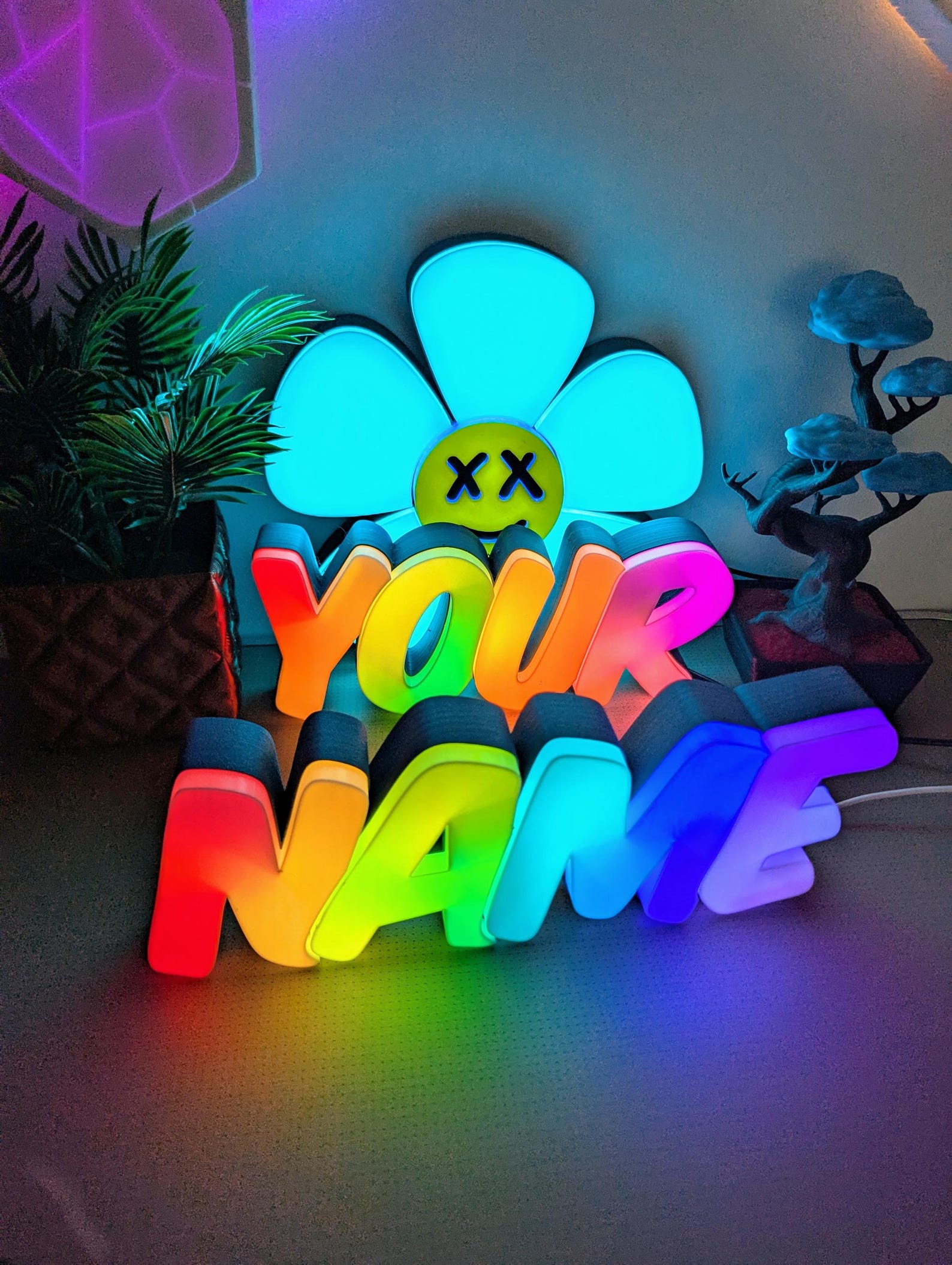 Custom Colorful Name Lamp 3D Printed - Etsy