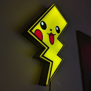 3D Printed Lightning Bolt Pikachu Wall Mounted Light Box Unique Pokémon ...