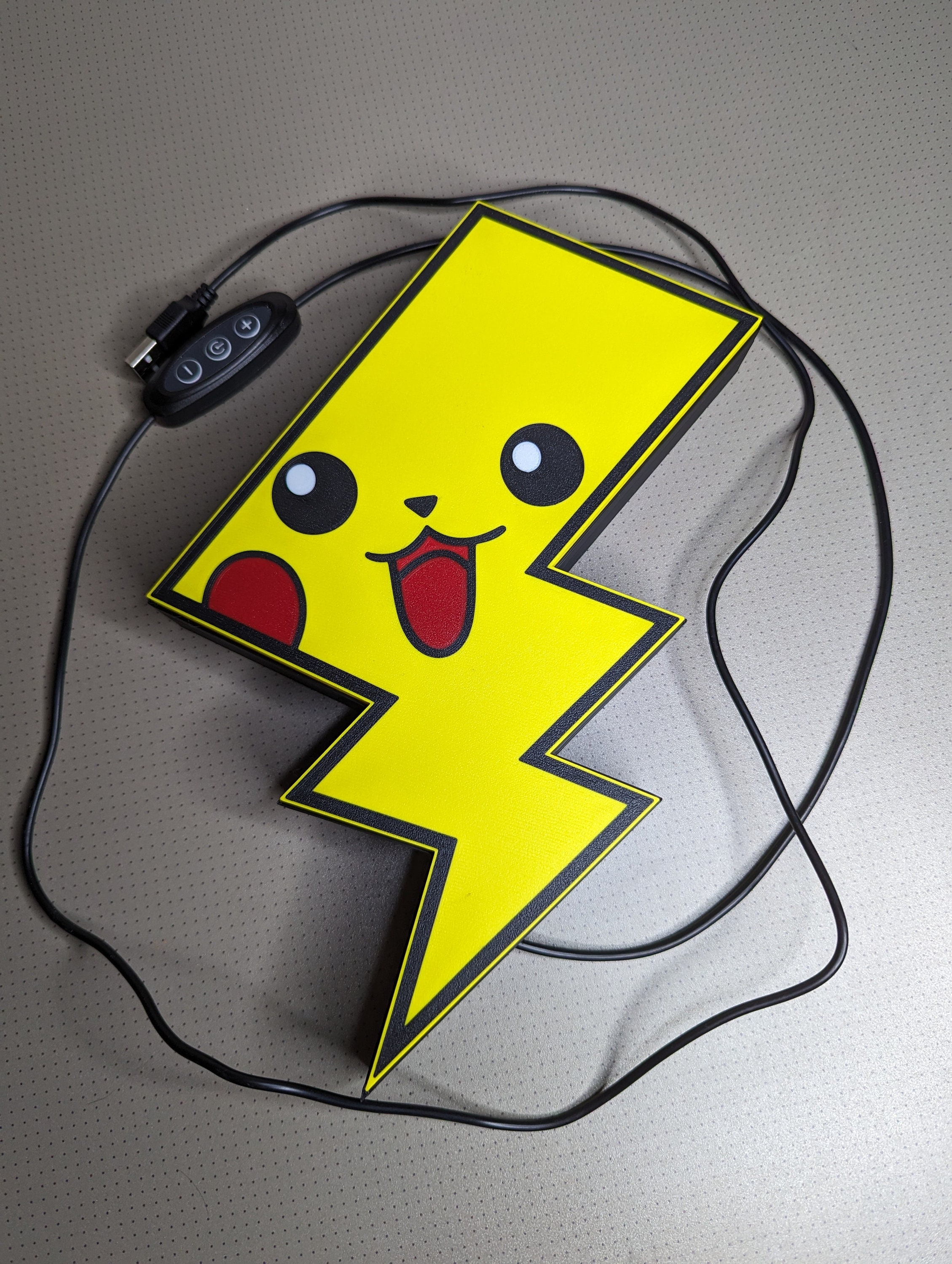 3D Printed Lightning Bolt Pikachu Wall Mounted Light Box Unique Pokémon ...