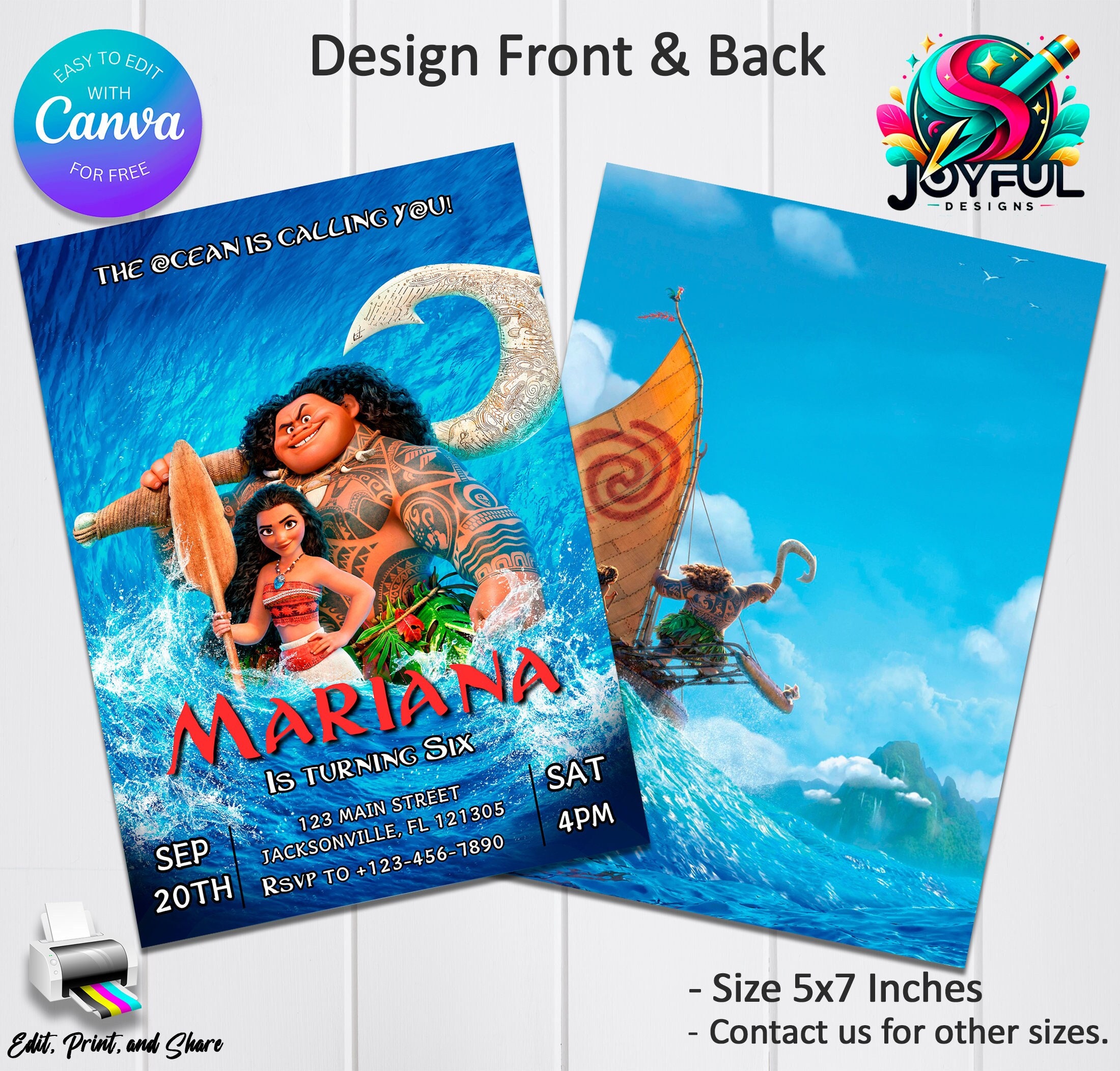 Moana Birthday Invitation | Editable & Printable Design | Moana ...