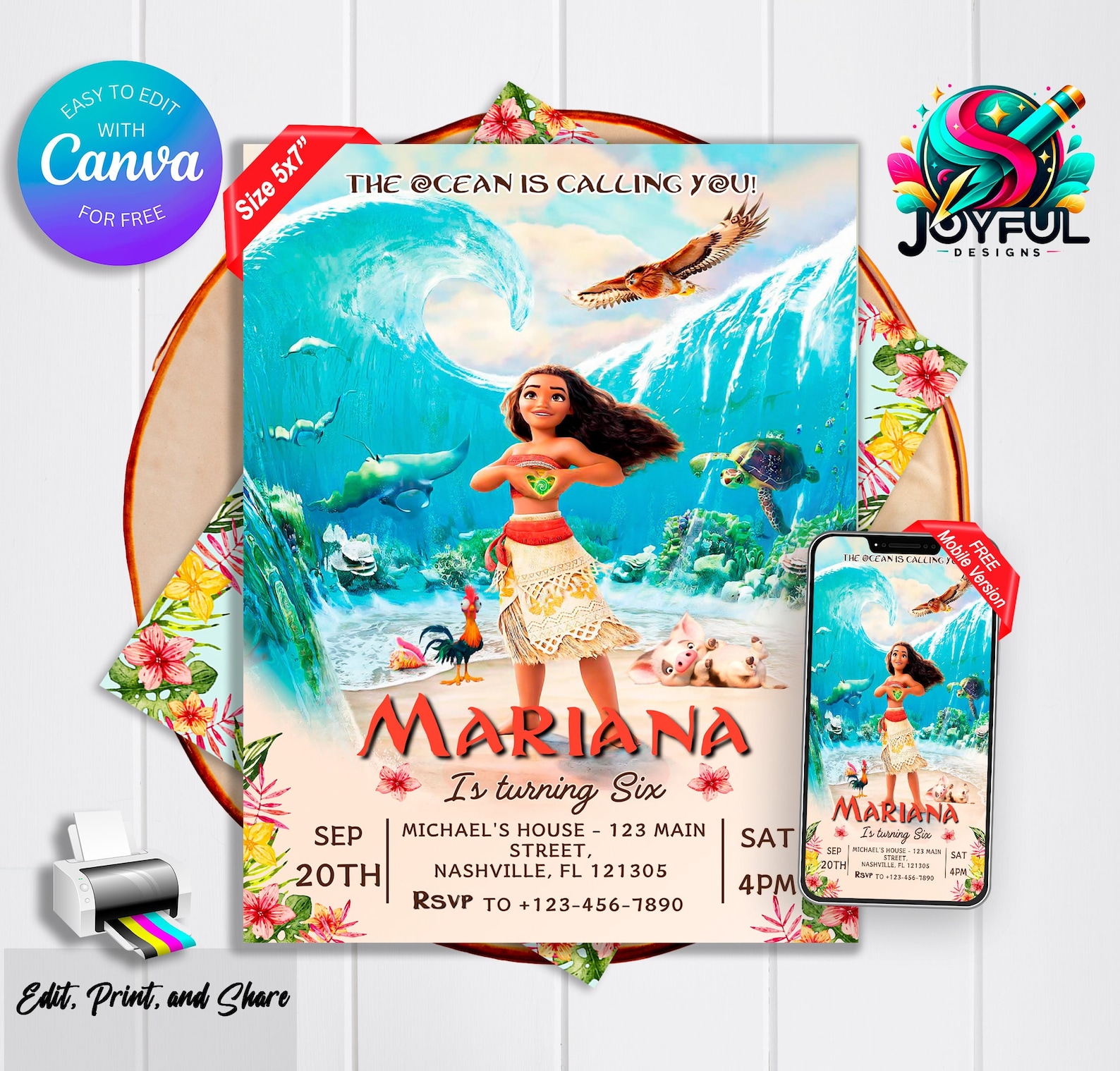 Moana Birthday Invitation | Editable & Printable Template | Charming ...