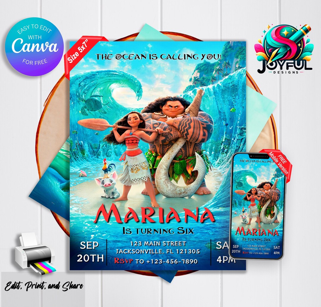 Moana Birthday Invitation | Editable & Printable Template | Moana Party ...