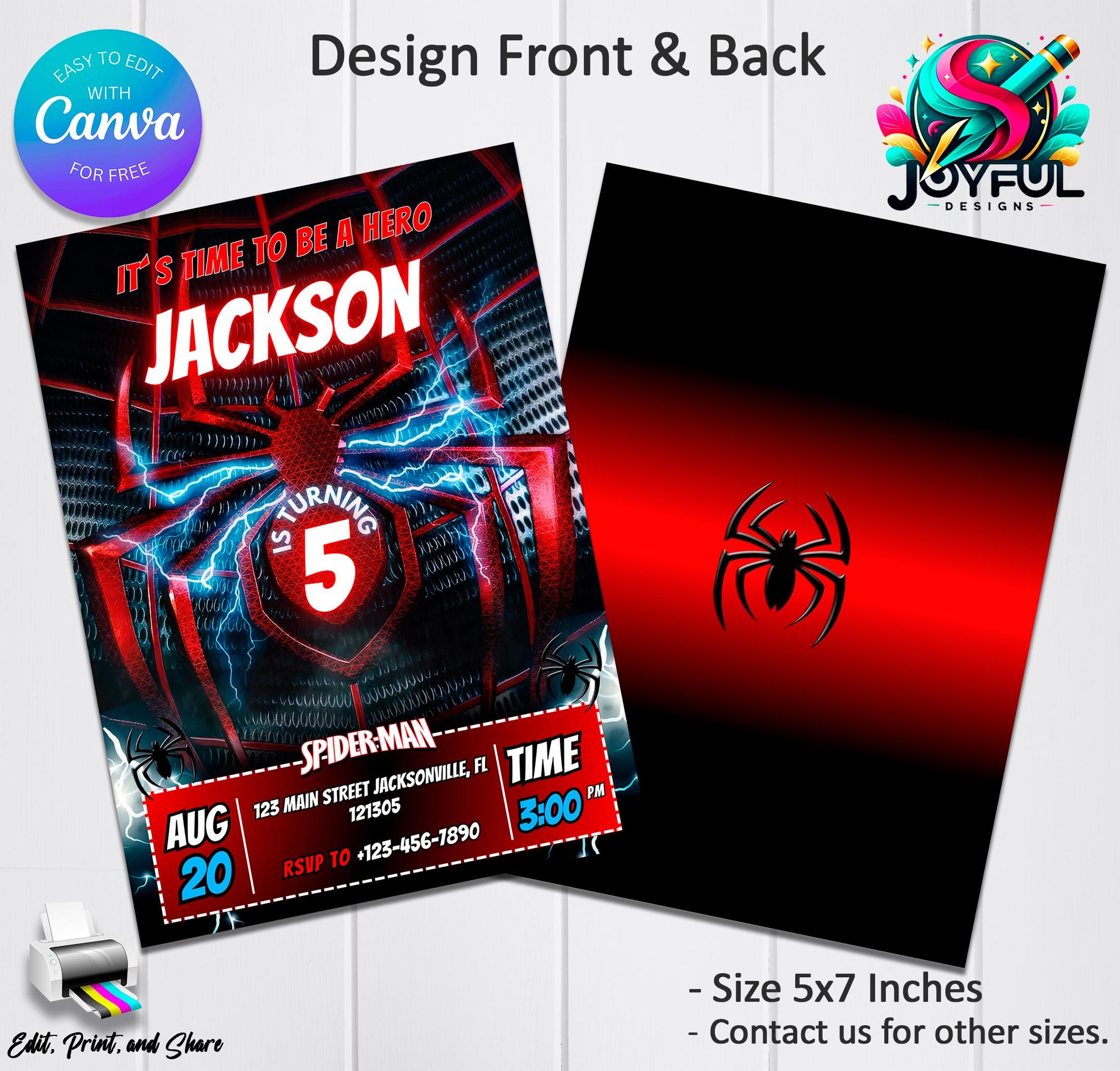 Spider-man Birthday Invitation Editable & Printable Template ...