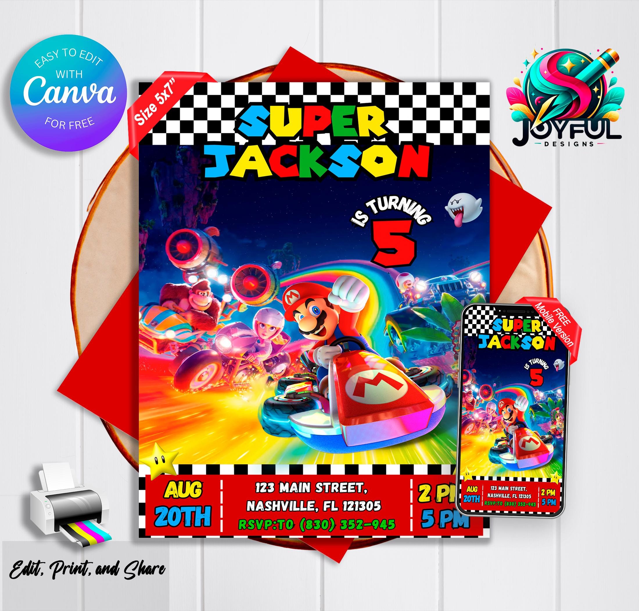 Super Mario Kart Birthday Invitation | Editable & Printable Template ...