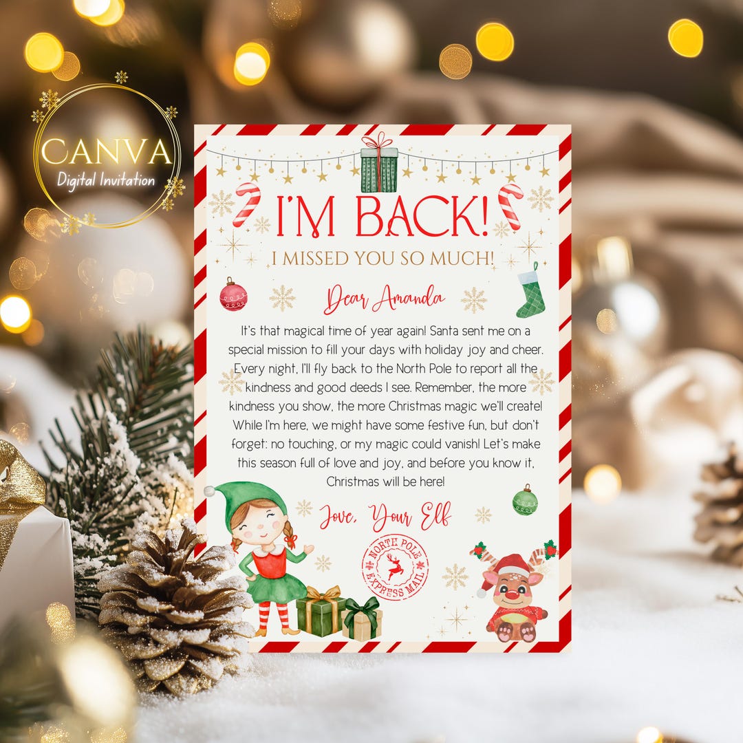 Elf Letters for Kids – I’m Back & Goodbye Set | 5x7 in Printable ...