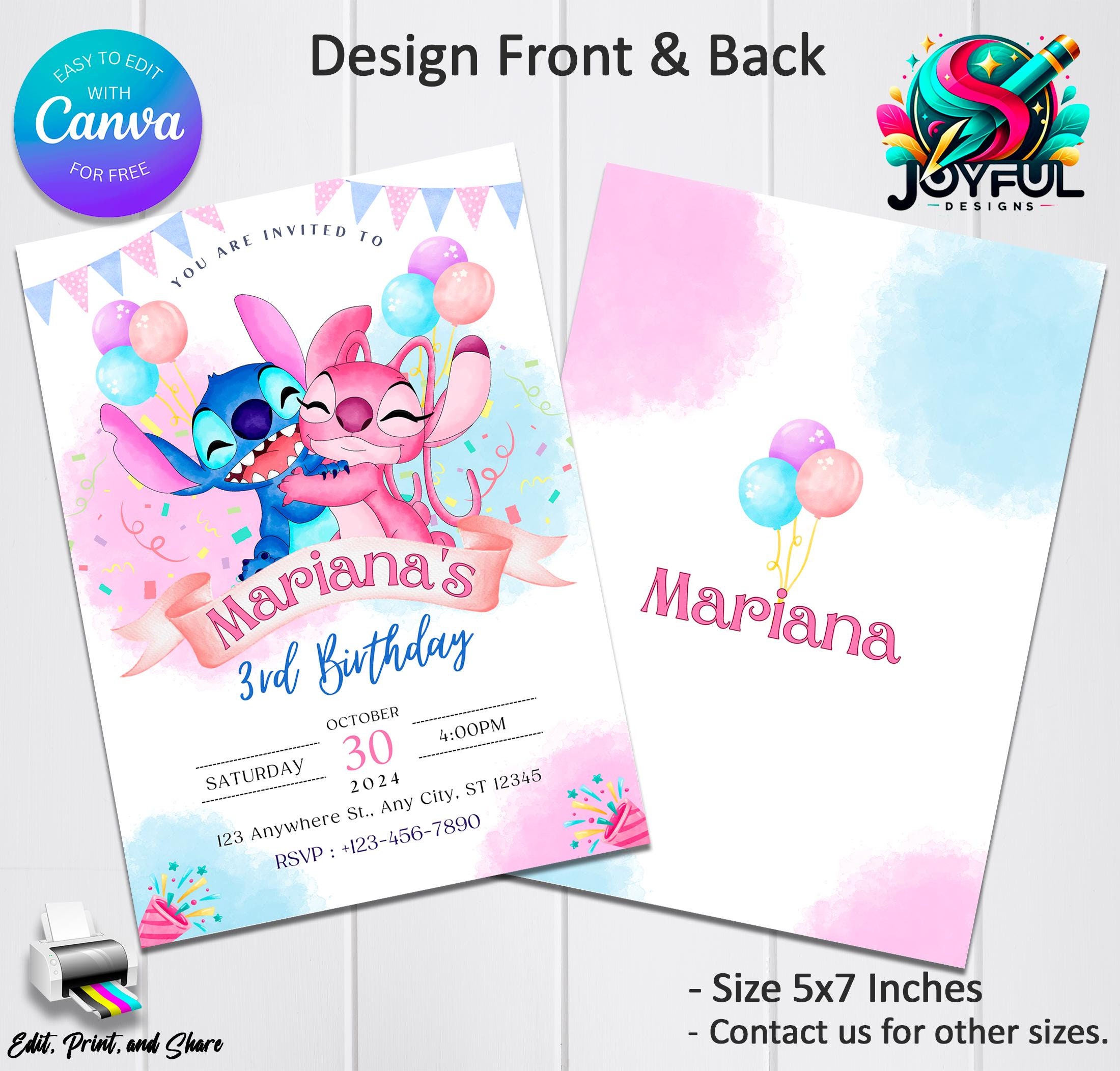 Stitch and Angel Birthday Invitation: Editable & Printable Template ...