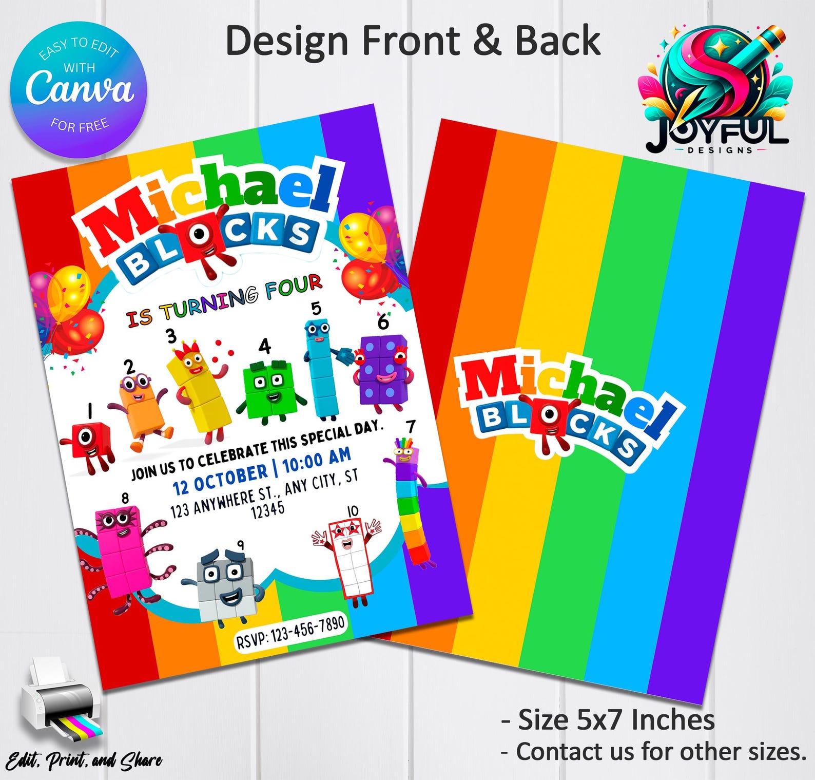 Numberblocks Birthday Invitation | Editable & Printable Template ...