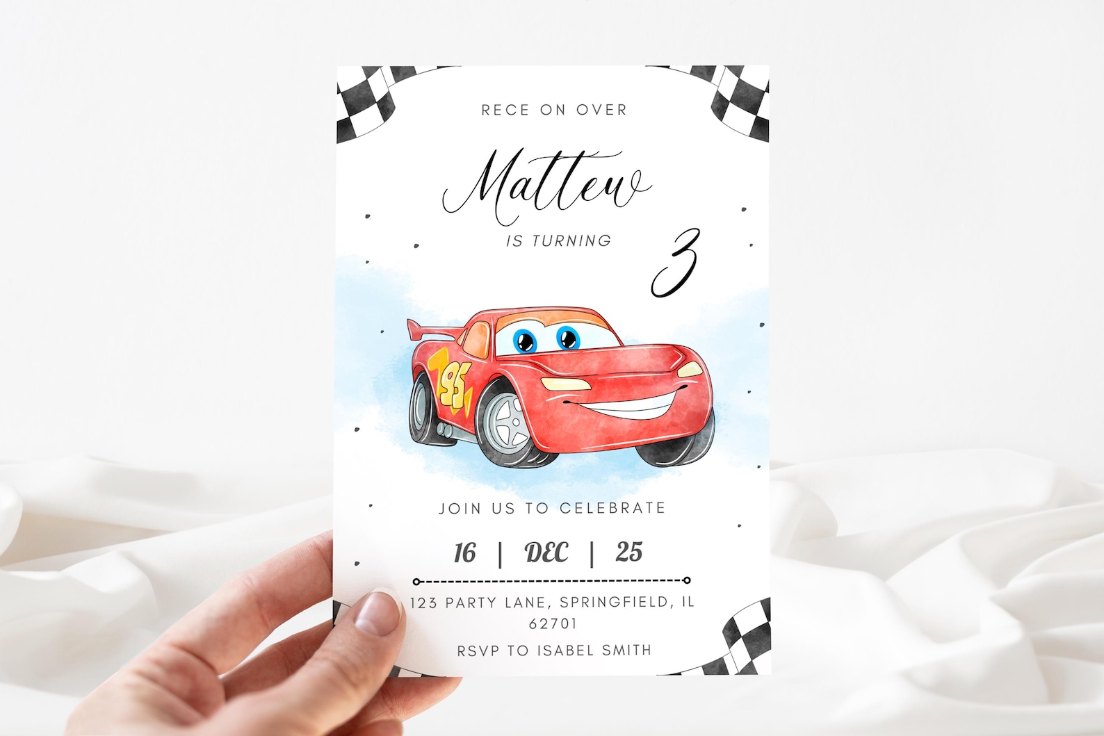 Lightning Mcqueen Birthday Invitation | Editable & Printable Template ...