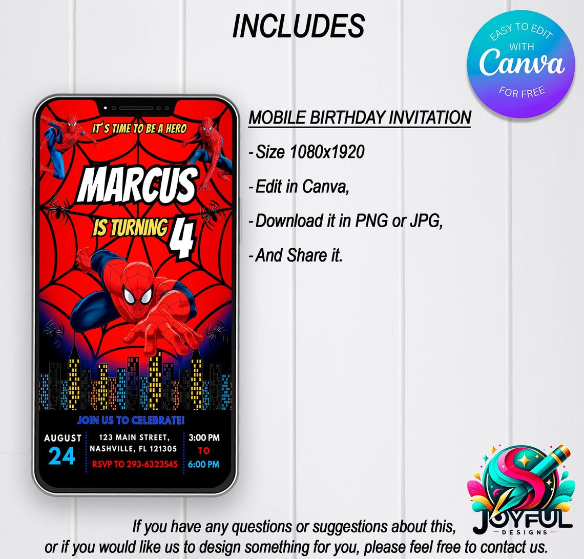 Spider-man Birthday Invitation | Editable & Printable Template | Fun ...