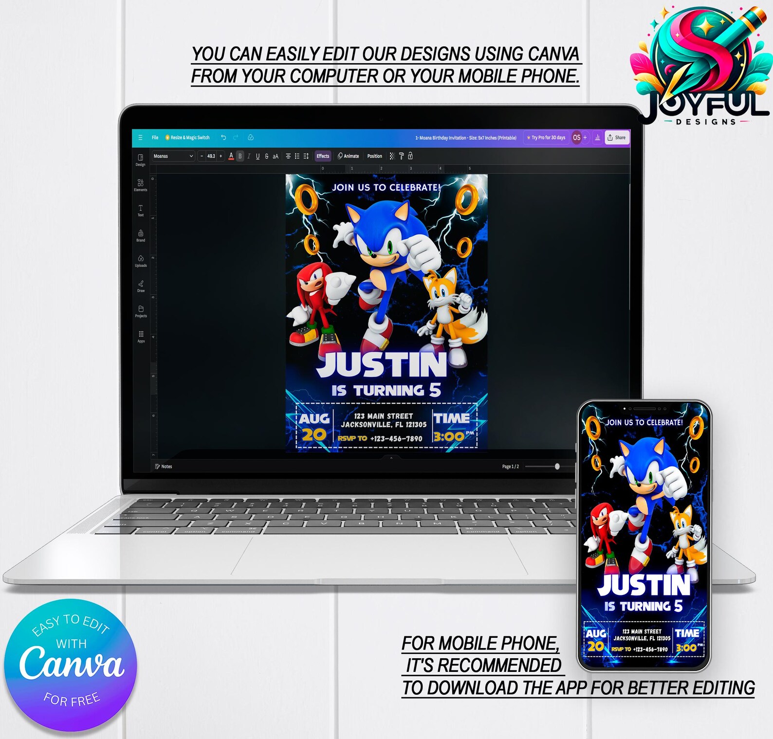 Sonic Birthday Invitation | Editable & Printable Template | Spectacular ...