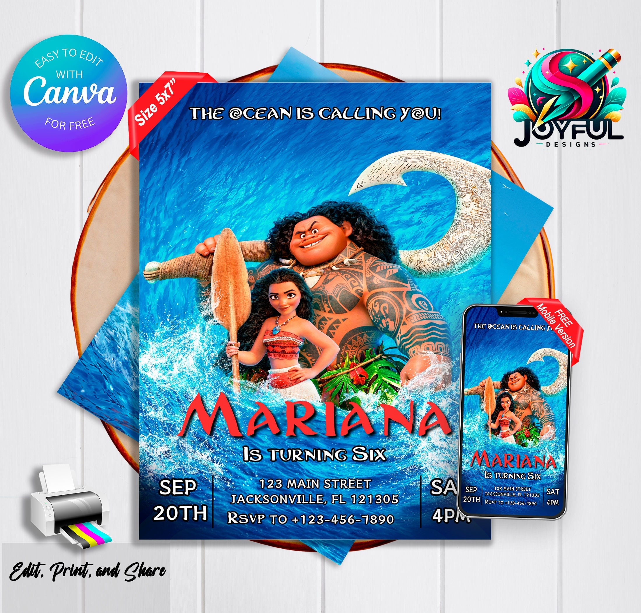 Moana Birthday Invitation | Editable & Printable Design | Moana ...
