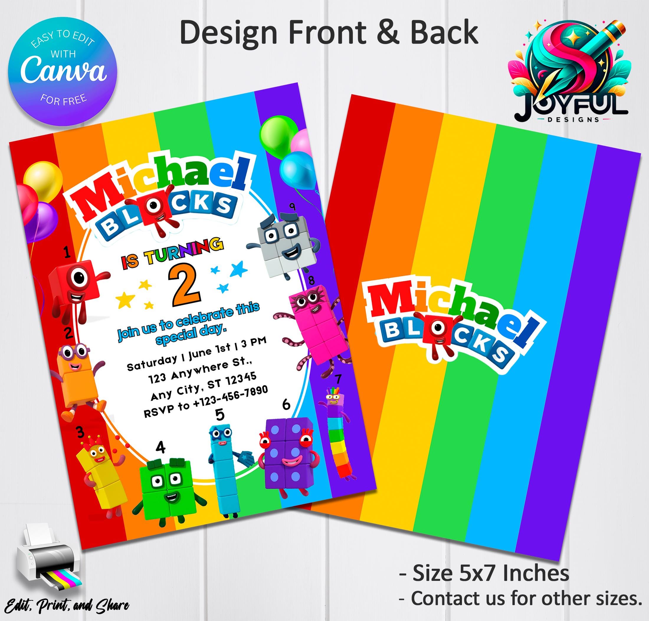 Numberblocks Birthday Invitation | Editable & Printable Template ...